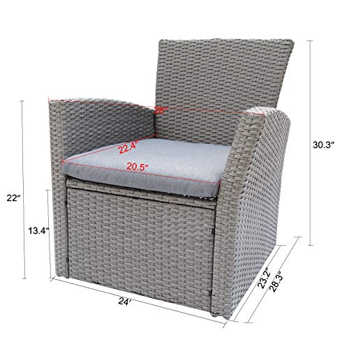 C-Hopetree Outdoor Single Sofa Chair for Outside Patio or Garden, All Weather Wicker with Cushion, Grey