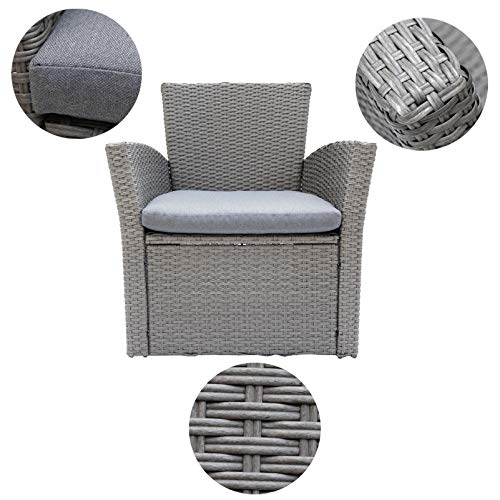 C-Hopetree Outdoor Single Sofa Chair for Outside Patio or Garden, All Weather Wicker with Cushion, Grey