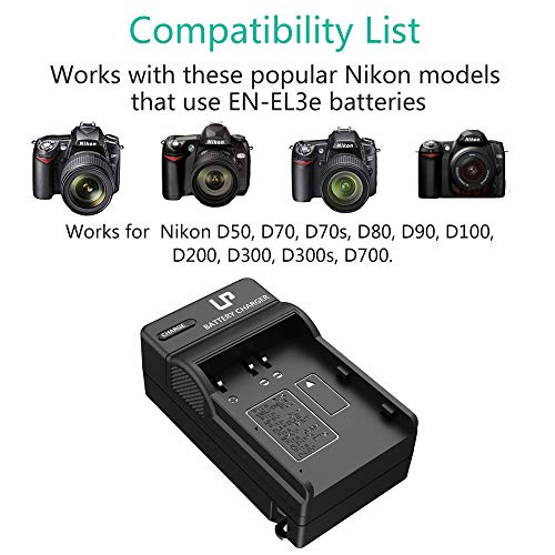 EN-EL3e Battery Charger, LP Charger for Nikon EN EL3e, EL3, EL3a Battery, Compatible with Nikon D700, D300s, D300, D200, D100, D90, D80, D70s, D70, D50, Replacement for Nikon MH-18, MH-18a, MH-19