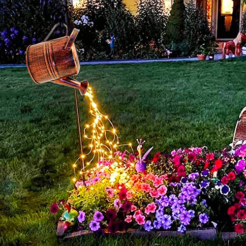 ASDFG Solar Watering Can with Cascading Lights Solar Waterfall Lights Outdoor Yard Decoration Waterproof Enchanted Watering Can for Fairy Garden Lawn Path Yard Patio Art Romantic Atmosphere