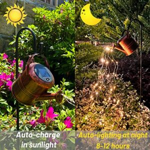 ASDFG Solar Watering Can with Cascading Lights Solar Waterfall Lights Outdoor Yard Decoration Waterproof Enchanted Watering Can for Fairy Garden Lawn Path Yard Patio Art Romantic Atmosphere