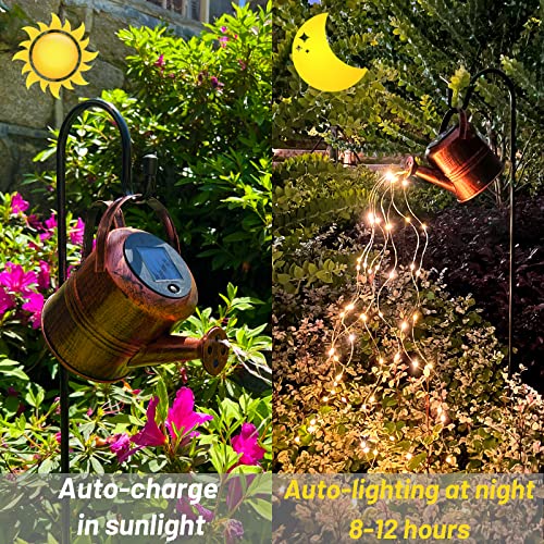 ASDFG Solar Watering Can with Cascading Lights Solar Waterfall Lights Outdoor Yard Decoration Waterproof Enchanted Watering Can for Fairy Garden Lawn Path Yard Patio Art Romantic Atmosphere