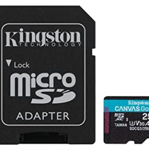 Kingston 256GB microSDXC Canvas Go Plus 170MB/s Read UHS-I, C10, U3, V30, A2/A1 Memory Card + Adapter (SDCG3/256GB)