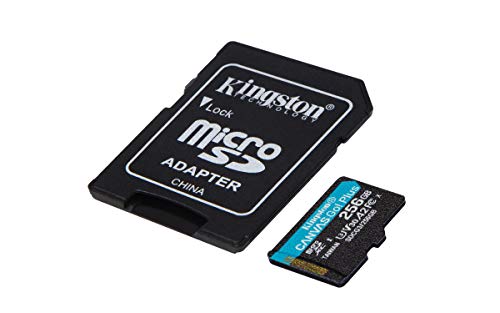 Kingston 256GB microSDXC Canvas Go Plus 170MB/s Read UHS-I, C10, U3, V30, A2/A1 Memory Card + Adapter (SDCG3/256GB)