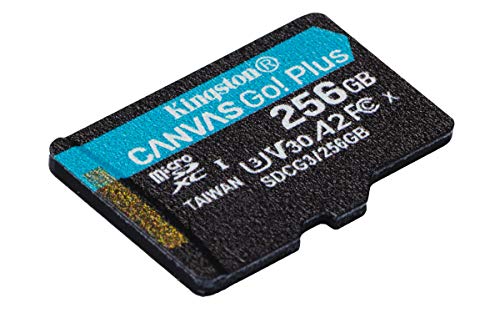 Kingston 256GB microSDXC Canvas Go Plus 170MB/s Read UHS-I, C10, U3, V30, A2/A1 Memory Card + Adapter (SDCG3/256GB)