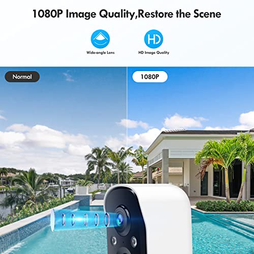 Viseefocu Solar Security Cameras Wireless Outdoor for Home Security, Two Spotlights and 1080P Color Night Vision Battery Powered Camera with 2.4GHz WiFi, PIR, Two-Way Talk, IP66 Waterproof, Cloud/SD