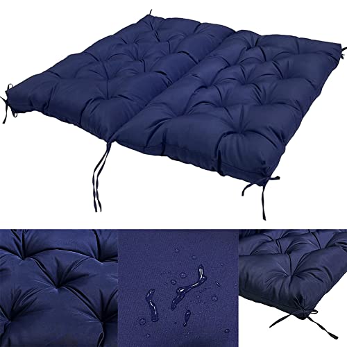 MASKMELLOW Swing Replacement Cushions with Backrest Outdoor Waterproof Overstuffed Bench Cushion 2-3 Seater for Garden Patio Furniture (Navy, 40 X 40 Inch)