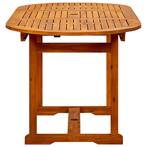 ZQQLVOO Outdoor Solid Acacia Wood Side Table Extending Patio Table Garden Dining Table with an Umbrella Hole for Small Porch Balcony Backyard (47.2"-66.9") x 31.5" x 29.5"