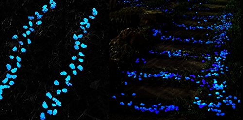 TR318 Glow in The Dark Garden Pebbles Stone for Walkway Yard and Decor DIY Decorative Gravel Stones in Blue(100PCS)