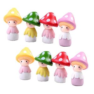 mushroom doll figurines, 8 pcs miniature fairy garden micro landscape dollhouse plant pots bonsai craft decor outdoor decoration