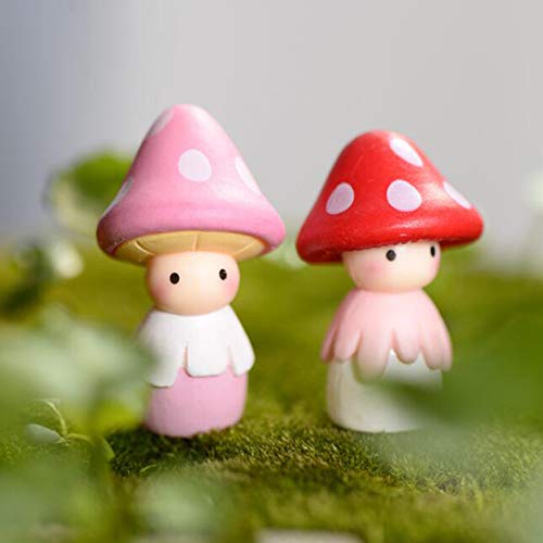 Mushroom Doll Figurines, 8 Pcs Miniature Fairy Garden Micro Landscape Dollhouse Plant Pots Bonsai Craft Decor Outdoor Decoration