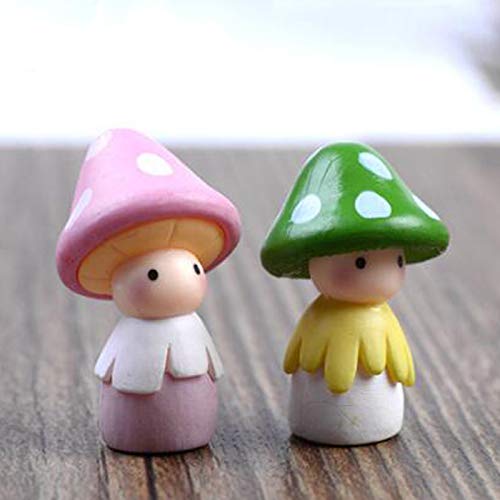 Mushroom Doll Figurines, 8 Pcs Miniature Fairy Garden Micro Landscape Dollhouse Plant Pots Bonsai Craft Decor Outdoor Decoration