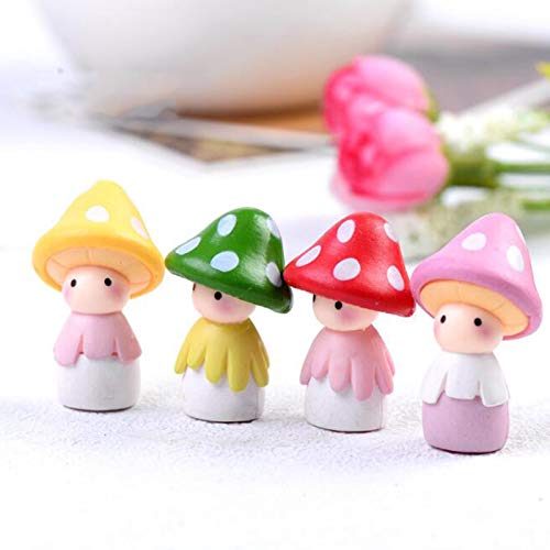 Mushroom Doll Figurines, 8 Pcs Miniature Fairy Garden Micro Landscape Dollhouse Plant Pots Bonsai Craft Decor Outdoor Decoration