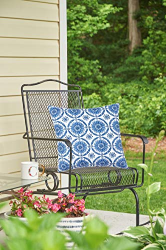 C&F Home Colonial Williamsburg Delft Garden Blue & White Geometric Premium Indoor/Outdoor Pillow Decor Decoration Accent Throw Pillow 18" x 18" Blue