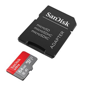 SanDisk 64GB Ultra microSDHC UHS-I Memory Card with Adapter - 120MB/s, C10, U1, Full HD, A1, Micro SD Card - SDSQUA4-064G-GN6MA