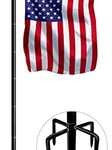 Balie Space 10FT Tall Freestanding Flag Pole for 3x5 Feet American Flag, Adjustable Garden Flagpole Stand with 5 Spikes Base for Outdoor Yard, 10 Feet