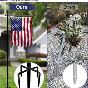 Balie Space 10FT Tall Freestanding Flag Pole for 3x5 Feet American Flag, Adjustable Garden Flagpole Stand with 5 Spikes Base for Outdoor Yard, 10 Feet