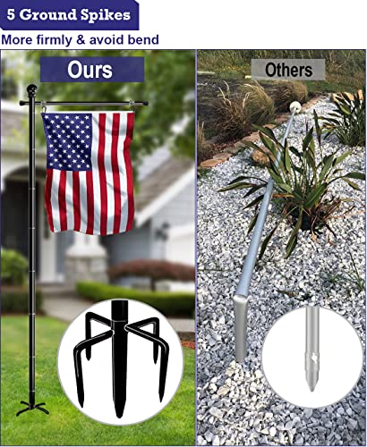 Balie Space 10FT Tall Freestanding Flag Pole for 3x5 Feet American Flag, Adjustable Garden Flagpole Stand with 5 Spikes Base for Outdoor Yard, 10 Feet