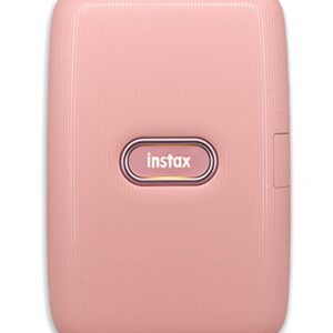 Fujifilm Instax Mini Link Smartphone Printer + Fujifilm Instax Mini Instant Film (20 Sheets) Bundle with Sturdy Tiger Travel Case and Stickers + Deals Number One Cleaning Cloth (Dusky Pink)