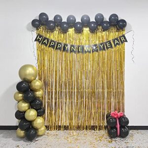 Gold Tinsel Backdrop Party Decorations, Melsan 3.2 x 8 ft Foil Fringe Curtains Party Backdrop for Birthday Party, Anniversary, Graduation, New Year Eve Backdrop Decorations, Pack of 2