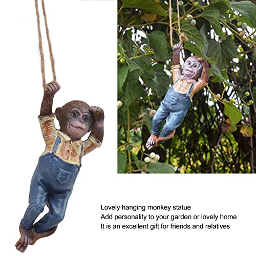 Deosdum Hanging Garden Monkey Statues Cute Simulation,Resin Monkey Garden Ornament for Outdoor Garden Lawn Patio