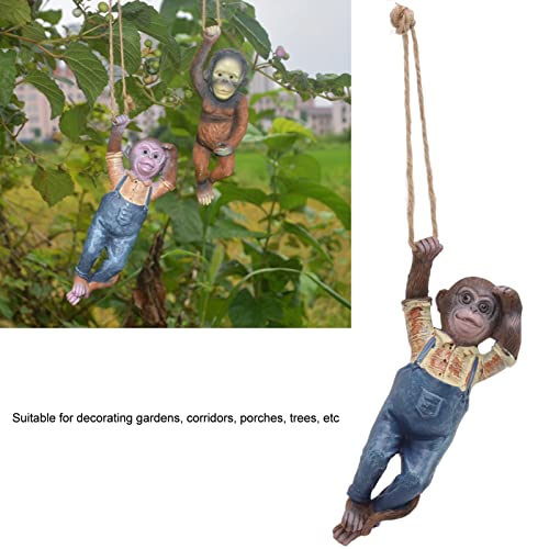 Deosdum Hanging Garden Monkey Statues Cute Simulation,Resin Monkey Garden Ornament for Outdoor Garden Lawn Patio