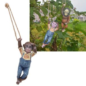 Deosdum Hanging Garden Monkey Statues Cute Simulation,Resin Monkey Garden Ornament for Outdoor Garden Lawn Patio