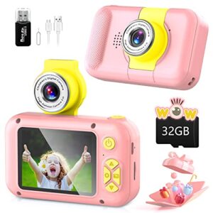 Kid Camera,ARNSSIEN Camera for Kid,2.4in IPS Screen Digital Camera,180°Flip Len Student Camera,Children Selfie Camera with Playback Game,Christmas/Birthday Gift for 4 5 6 7 8 9 10 11 Year Old Girl Boy