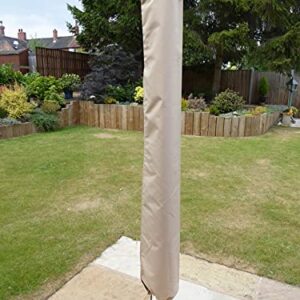 UK-Gardens Waterproof Umbrella Cover and Rotary Washing Line Cover for 3 Meter or 2.7 Meter Parasols - Water Proof Garden Furniture Cover (Beige)