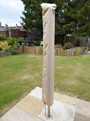 UK-Gardens Waterproof Umbrella Cover and Rotary Washing Line Cover for 3 Meter or 2.7 Meter Parasols - Water Proof Garden Furniture Cover (Beige)