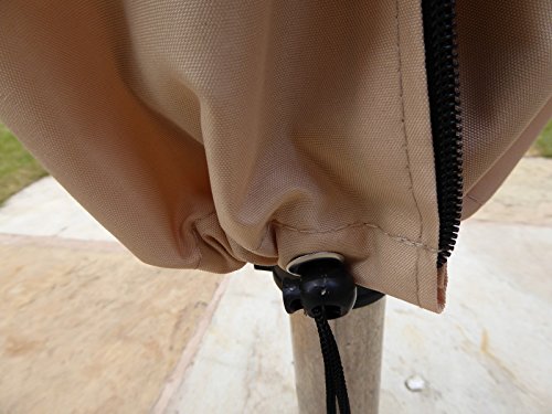 UK-Gardens Waterproof Umbrella Cover and Rotary Washing Line Cover for 3 Meter or 2.7 Meter Parasols - Water Proof Garden Furniture Cover (Beige)