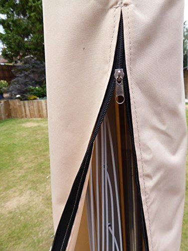 UK-Gardens Waterproof Umbrella Cover and Rotary Washing Line Cover for 3 Meter or 2.7 Meter Parasols - Water Proof Garden Furniture Cover (Beige)