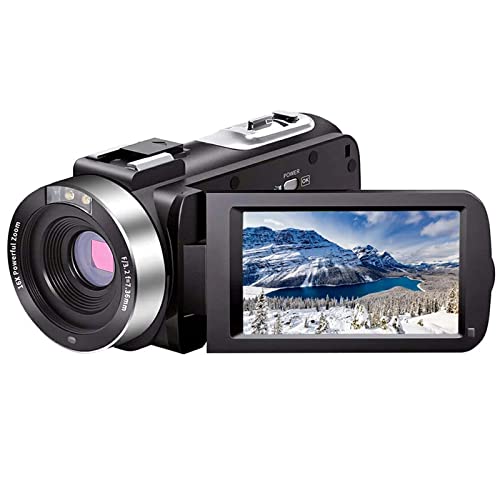 Video Camera Camcorder Full HD 1080P 30FPS 24.0 MP IR Night Vision Vlogging Camera Recorder 3.0 Inch IPS Screen 16X Zoom Camcorders Remote Control with 2 Batteries