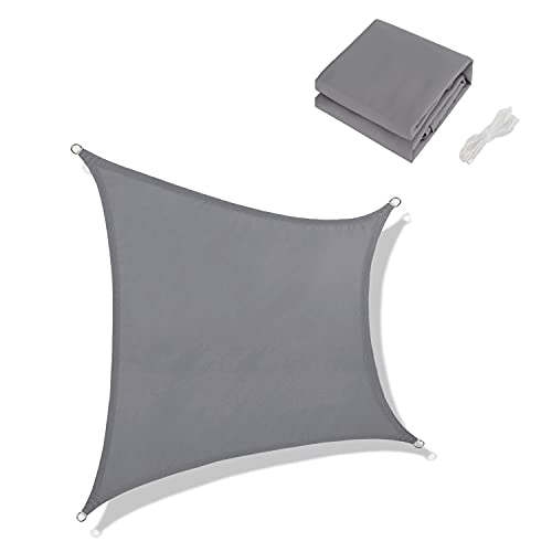 ACCREST Sun Shade Sail Waterproof 6.5'×6.5' Rectangle Shade sail UV Block Canopy Shade Sail Awning for Patio Backyard Lawn Garden Outdoor Activities，Light Gray