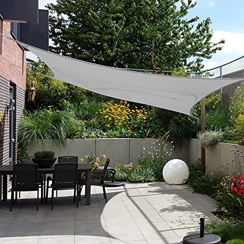 ACCREST Sun Shade Sail Waterproof 6.5'×6.5' Rectangle Shade sail UV Block Canopy Shade Sail Awning for Patio Backyard Lawn Garden Outdoor Activities，Light Gray