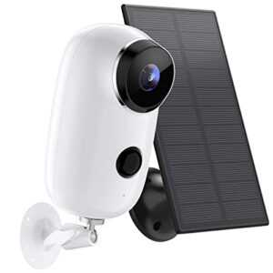 ihouone security cameras wireless outdoor,solar powered outdoor camera,continuous power supply for 365 days/pir human detection/alarms/sd slot/2-way audio for indoor cameras