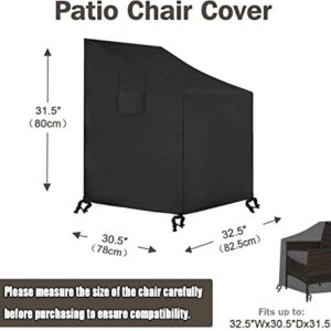 SIRUITON Patio Furniture Cover Set ,Fit for 4 Pieces Patio Outdoor Rattan, Wicker Chair Conversation Furniture Sets,Heavy Duty Durable and Water Resistant Fabric (Black)