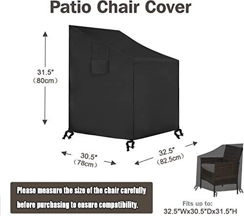 SIRUITON Patio Furniture Cover Set ,Fit for 4 Pieces Patio Outdoor Rattan, Wicker Chair Conversation Furniture Sets,Heavy Duty Durable and Water Resistant Fabric (Black)