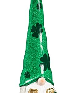 Evergreen 13" H Ceramic St. Patrick's Gnome Garden Statuary, Man Gnome