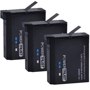 PowerTrust 3Pcs AHDBT-401 Battery for Gopro Hero 4 AHDBT401 AHBBP-401 AHDBT 401 Digital Battery and LED 3-Port USB Charger for GoPro Hero4 HERO4 Camera