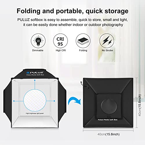 OBEST Upgrade Professional Light Box, 16" x 16" Photo Box with Lights Portable Folding Photo Studio Light Box Photography with 4 Color PVC Backdrops & 480 LED Lights for Product Photography