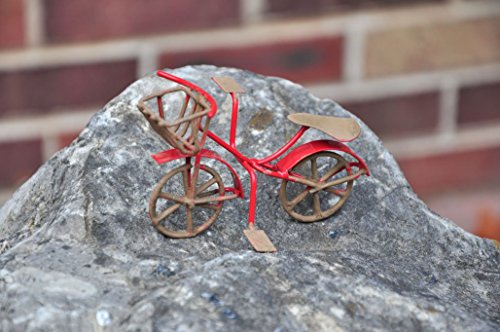 G & F Products MiniGardenn 10022 Fairy Garden Miniature Mini Bicycle, Red