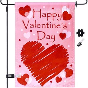 Uddiee Valentine's Day Garden Flag Decorative Valentine Day Heart Garden Flag for Valentine's Day Party Supplies