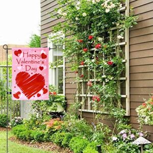 Uddiee Valentine's Day Garden Flag Decorative Valentine Day Heart Garden Flag for Valentine's Day Party Supplies