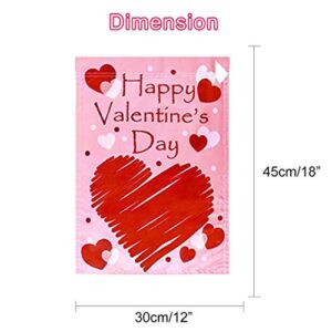 Uddiee Valentine's Day Garden Flag Decorative Valentine Day Heart Garden Flag for Valentine's Day Party Supplies