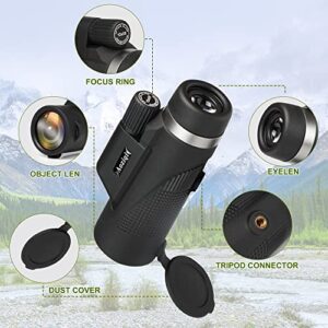 12x55 HD Monocular Telescope with Smartphone Holder, 2023 Waterproof Monocular, Lightweight Monocular for Bird Watching Hunting Camping Travel Star Watching