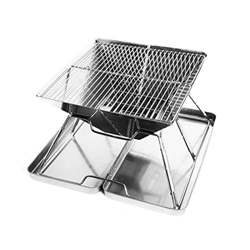 Charcoal Grill Portable Folding Barbecue Grill BBQ Smoker Stainless Steel Durable Tabletop Tool Kits for Outdoor/Garden/Camping/Picnic/Party