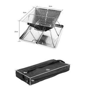 Charcoal Grill Portable Folding Barbecue Grill BBQ Smoker Stainless Steel Durable Tabletop Tool Kits for Outdoor/Garden/Camping/Picnic/Party