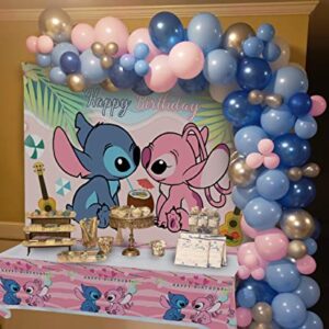 Pink Cartoon Themed Backdrop with Tablecloth 70x42in for Girls Family Birthday Party Decorations Supplies 6x4ft