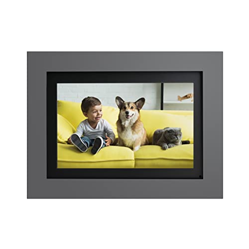 Simply Smart Home Photoshare 8” WiFi Digital Picture Frame, Send Pics from Phone to Frames, 8 GB, Holds 5,000+ Photos, HD Touchscreen, Grey Wood Frame, Easy Setup, No Fees